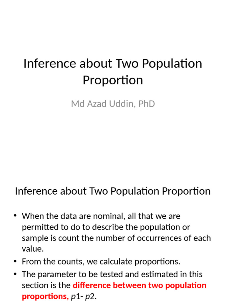 3.2 Inference About Two Population Proportion - Summer 2025 | PDF | Statistical Inference ...