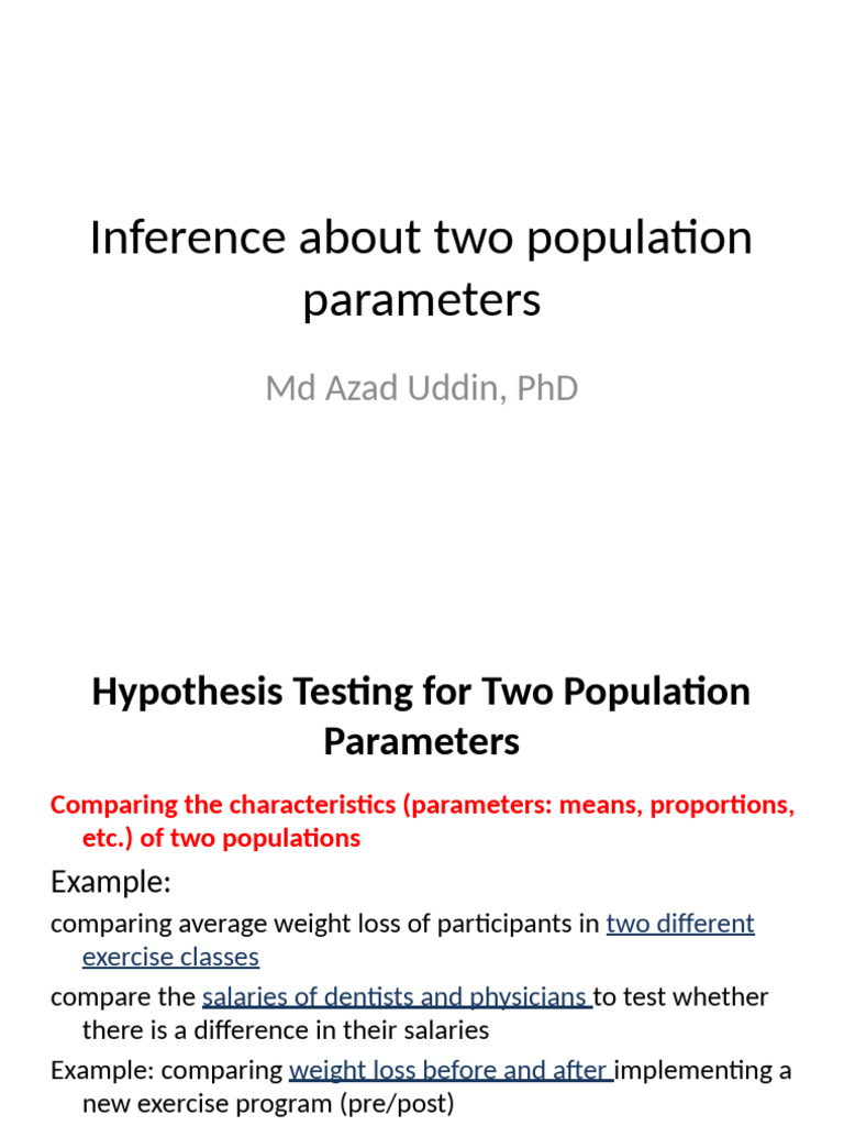 3.1 Inference About Two Population Mean - Summer 2025 | PDF | Student's ...