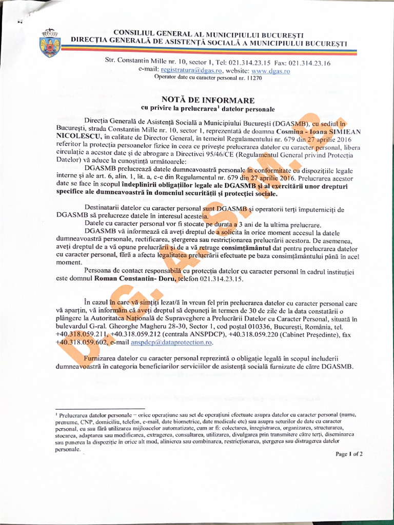 Nota de Informare | PDF