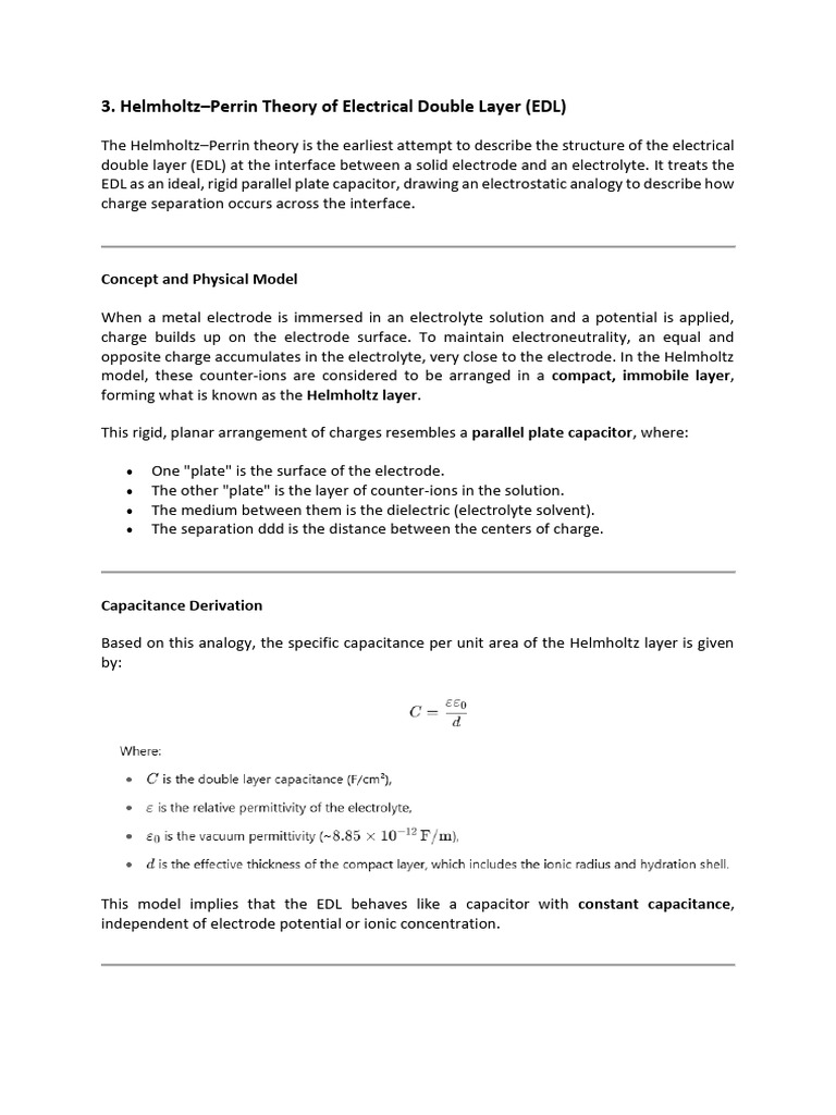 Helmholtz-Perrin Theory | PDF | Physical Chemistry | Applied And ...