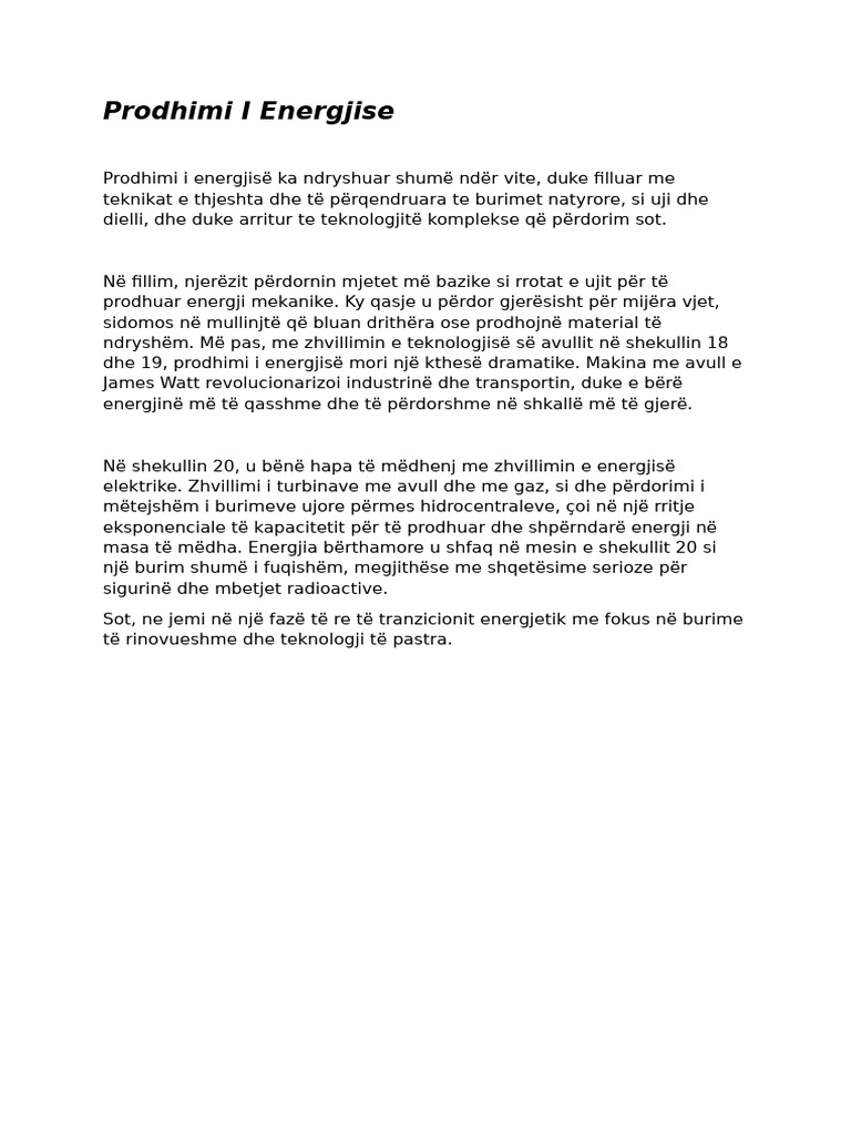 Prodhimi I Energjise Berthamore | PDF