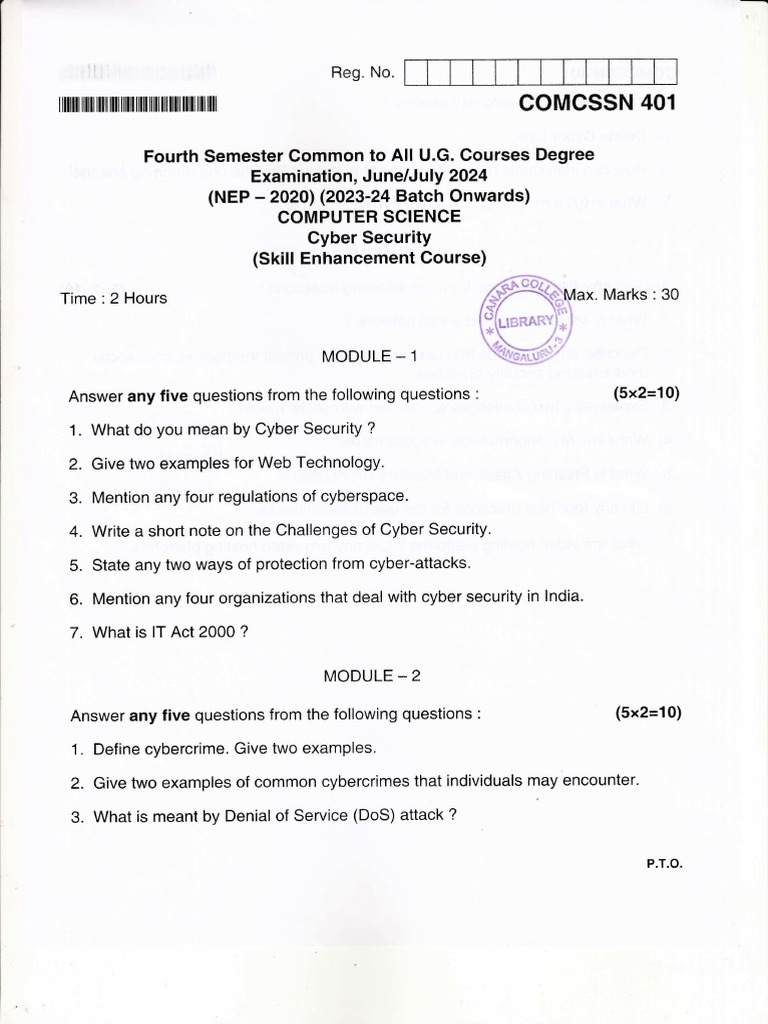 NEP IV Sem Cyber Security | PDF | Security | Computer Security