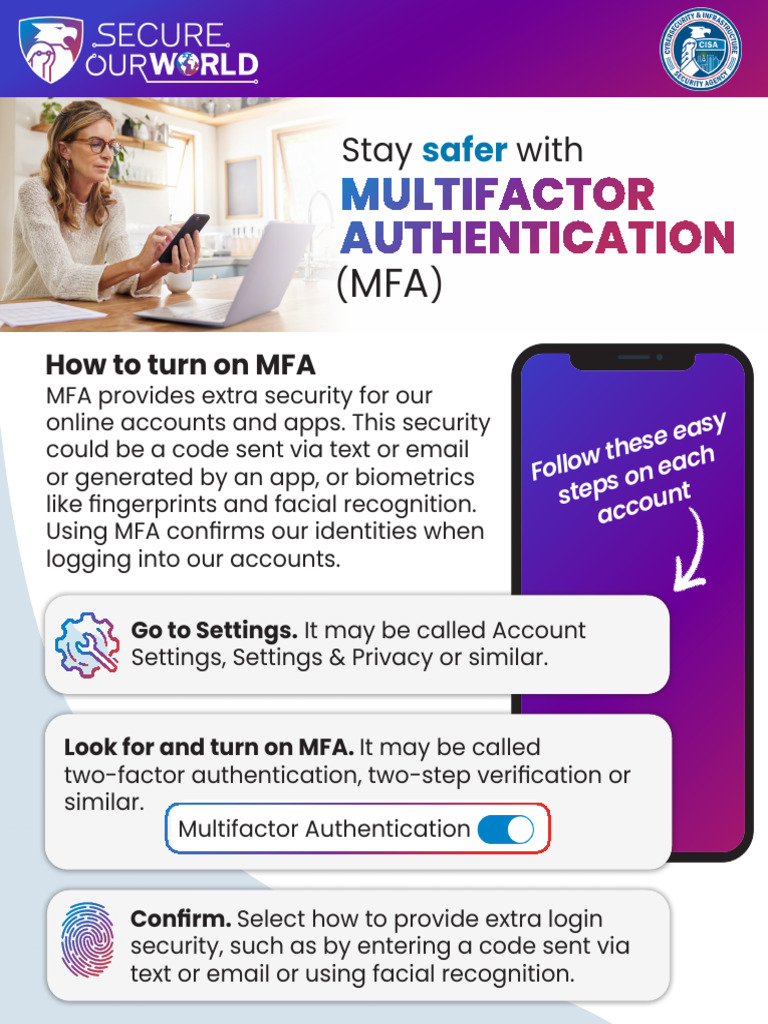 Secure Our World MFA Tip Sheet Large Print | PDF
