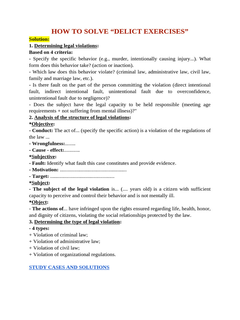 How To Solve - Delict Exercises | PDF