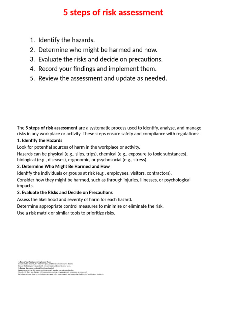 5 Steps of Risk Assessment | PDF