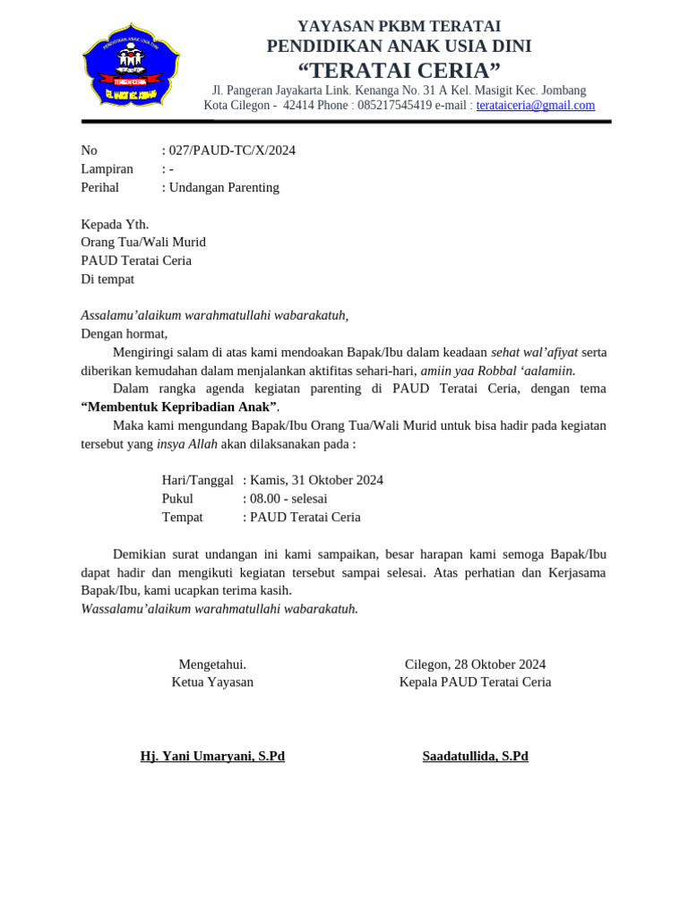 Undangan Parenting | PDF