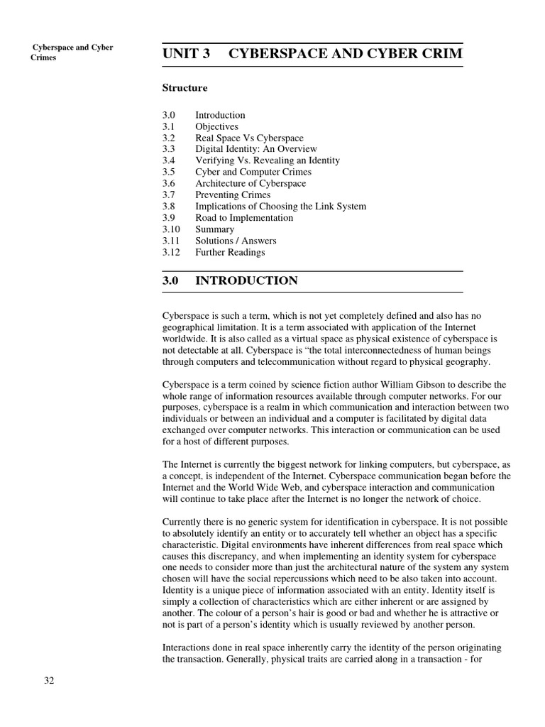 Unit 3 Cyberspace and Cyber Crimes | PDF | Cyberspace | Computer Network