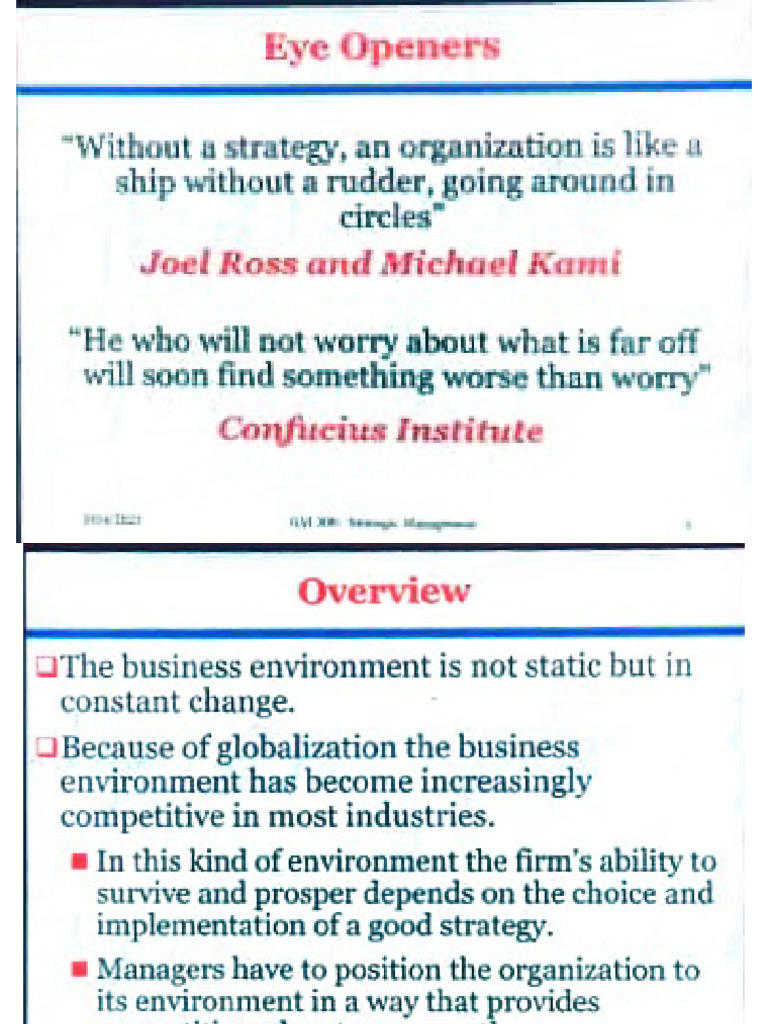 GM300 Topic 1 LECTURER SLIDES Introduction To Strategic Management | PDF