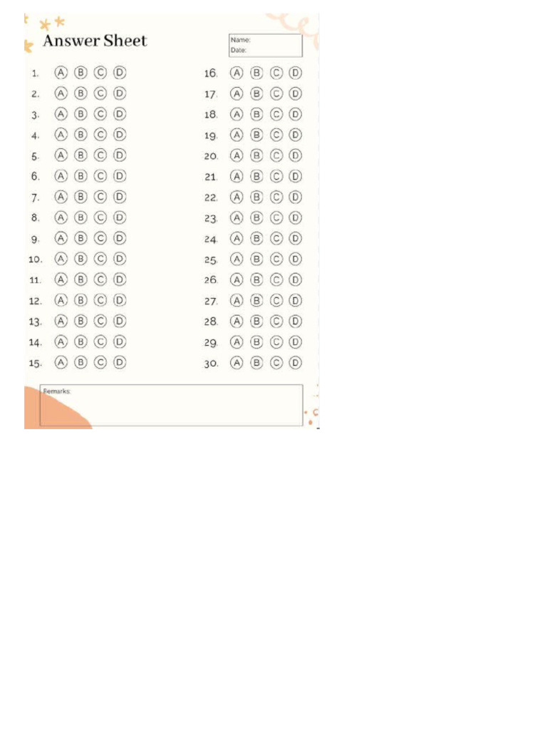 30 Mcqs Omr Sheet | PDF