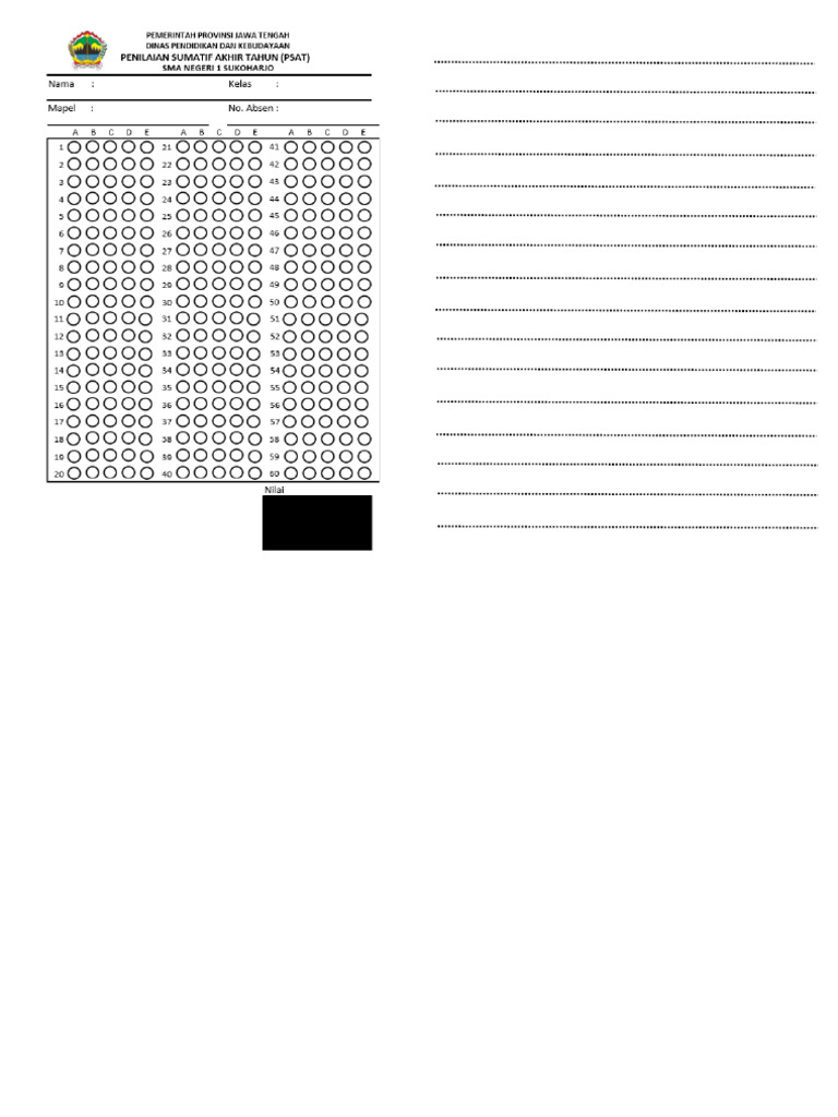 Lembar Jawab LJK | PDF