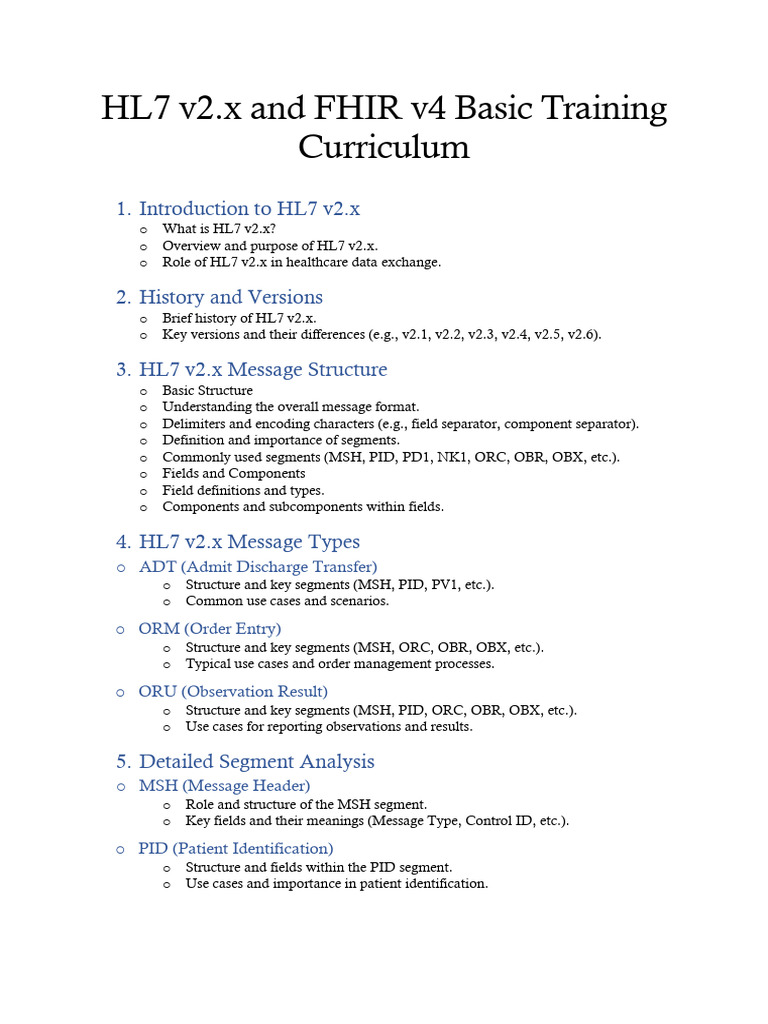TRAINING - HL7 2.x and FHIR | PDF | Computer Standards | Information Science
