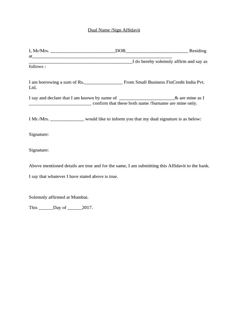 Dual Name Affidavit | PDF