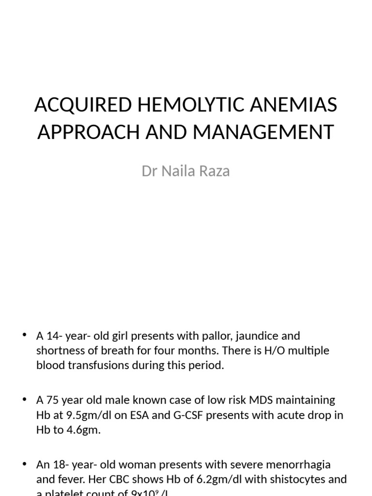 Acquired Hemolytic Anemias-24 (Autosaved) | PDF | Anemia | Human ...