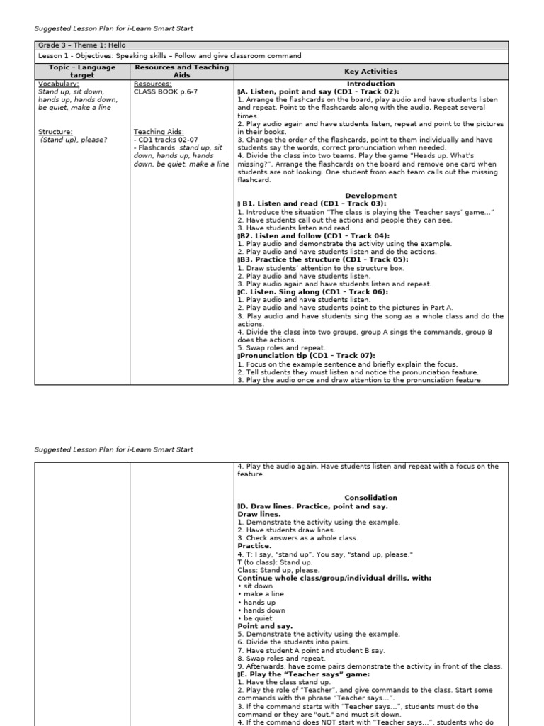 ISS Grade 3 - T1L1 - Lesson Plan | PDF | Flashcard | Linguistics