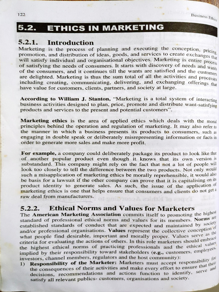 Ethics in Marketing | PDF