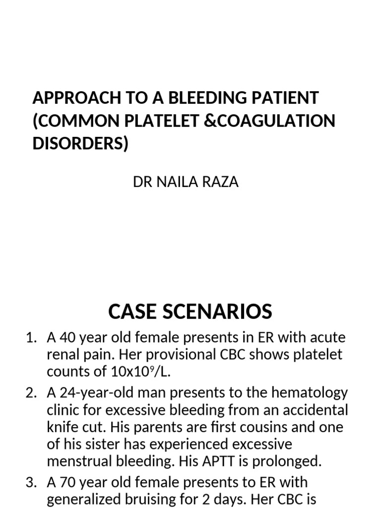 Med Res. Approach To Bleeding Patient | PDF | Bleeding | Platelet