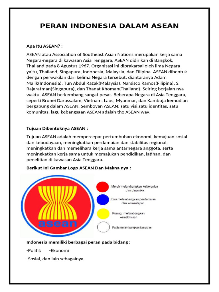 Peran Indonesia Dalam Asean | PDF