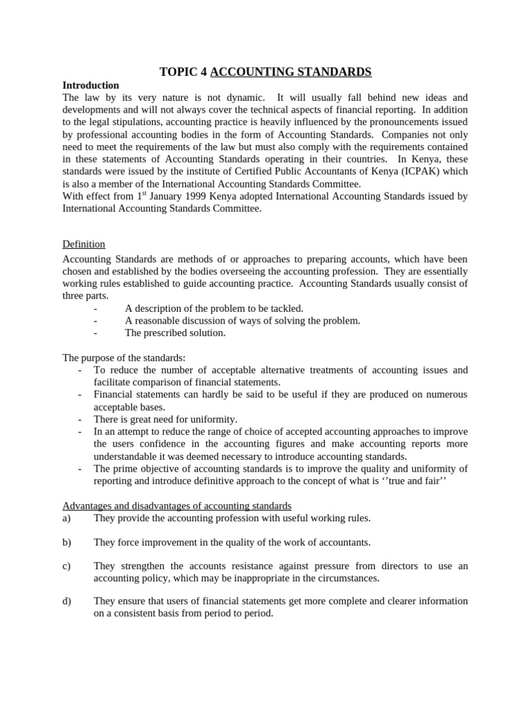Topic 4 Accounting Standards | PDF | Market (Economics) | Accounting