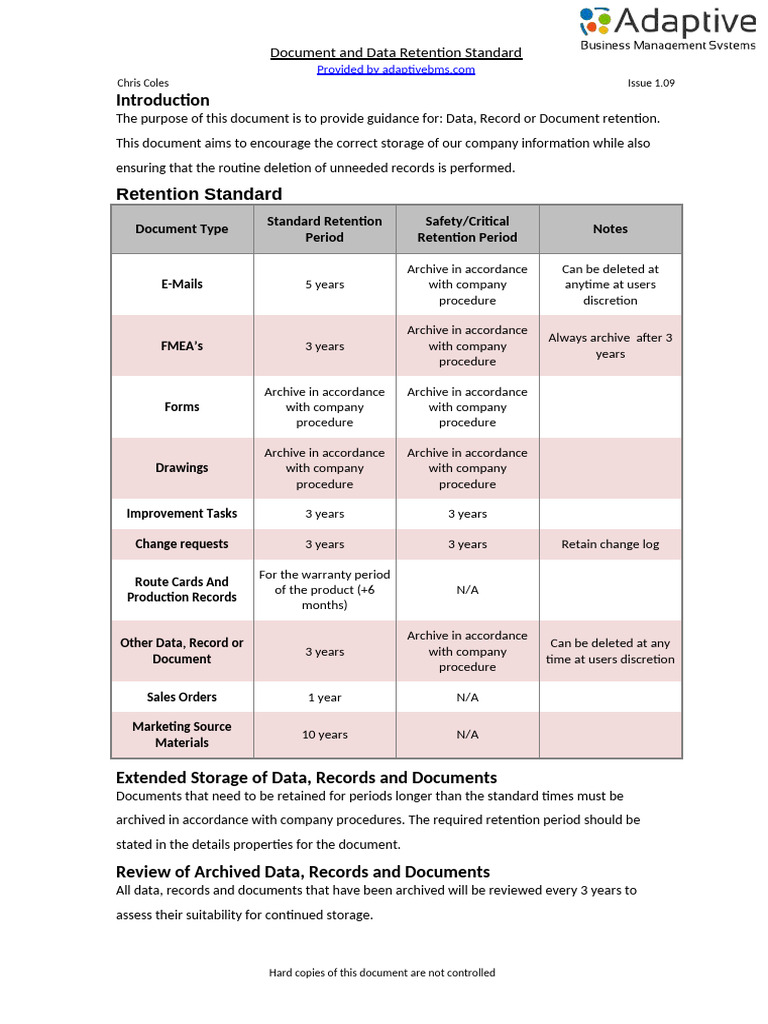 Document Retention Standards Guide | PDF | Legal Liability | Implied ...