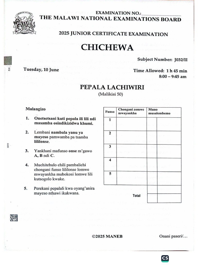 Jce Chi II Maneb 2025 | PDF