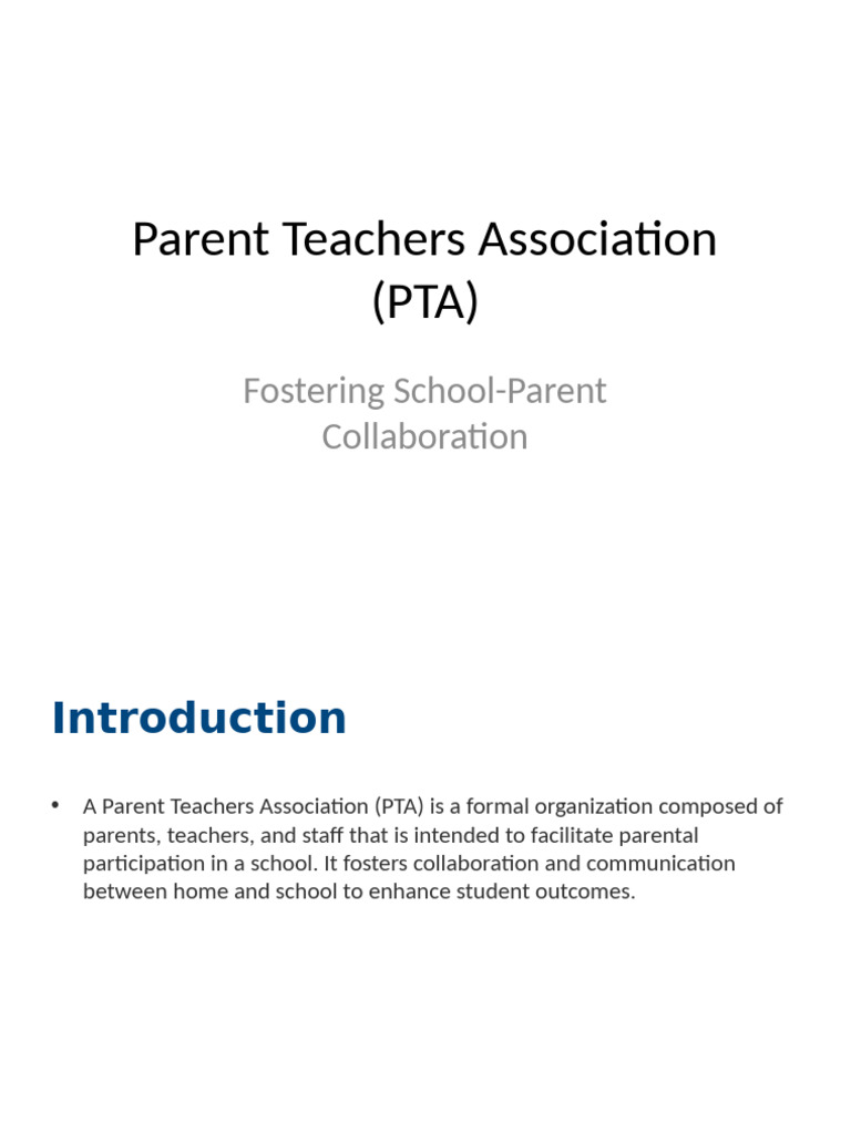 Building Effective Parent-Teacher Associations | PDF | Teachers ...