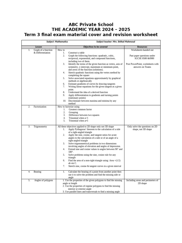 Term 3 Revision Questions Ans | PDF | Trigonometric Functions | Trigonometry