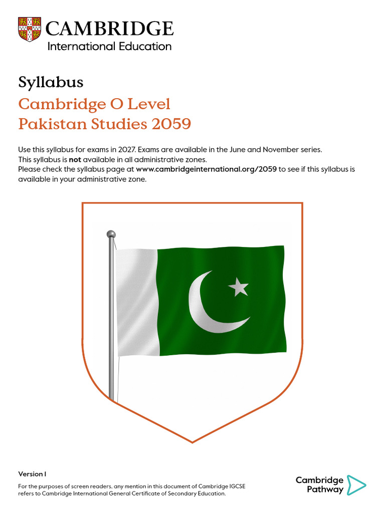 Cambridge O Level Pakistan Studies 2027 | PDF | Muhammad Ali Jinnah ...