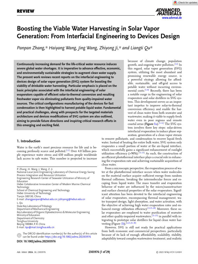 2024 AM - Boosting The Viable Water Harvesting in Solar Vapor Generation From Interfacial ...