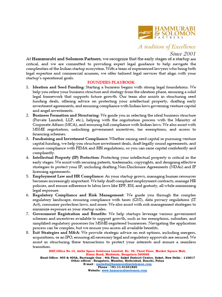 HSP Founders Playbook | PDF | Intellectual Property | Startup Company