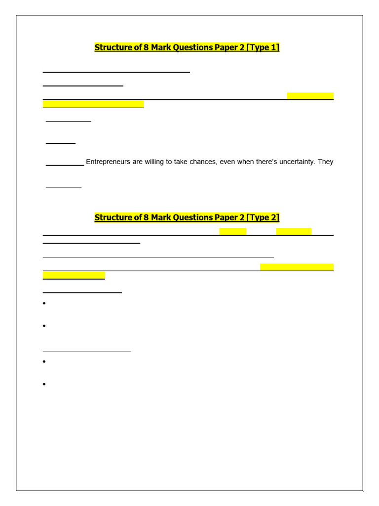Cambridge IGCSE 8 Mark Style Question | PDF | Entrepreneurship | Risk