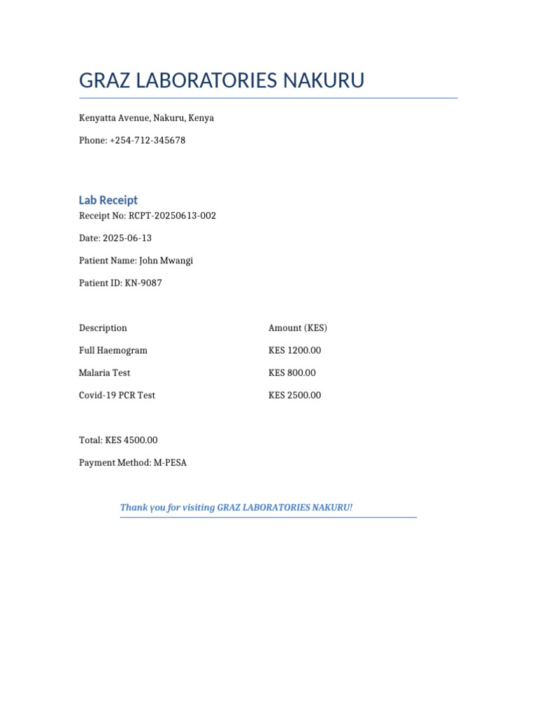 GRAZ Laboratories Receipt | PDF