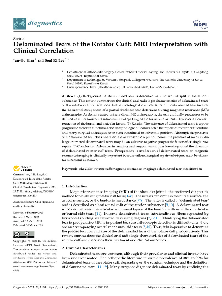 MRI Insights on Delaminated Cuff Tears | PDF | Shoulder | Magnetic ...
