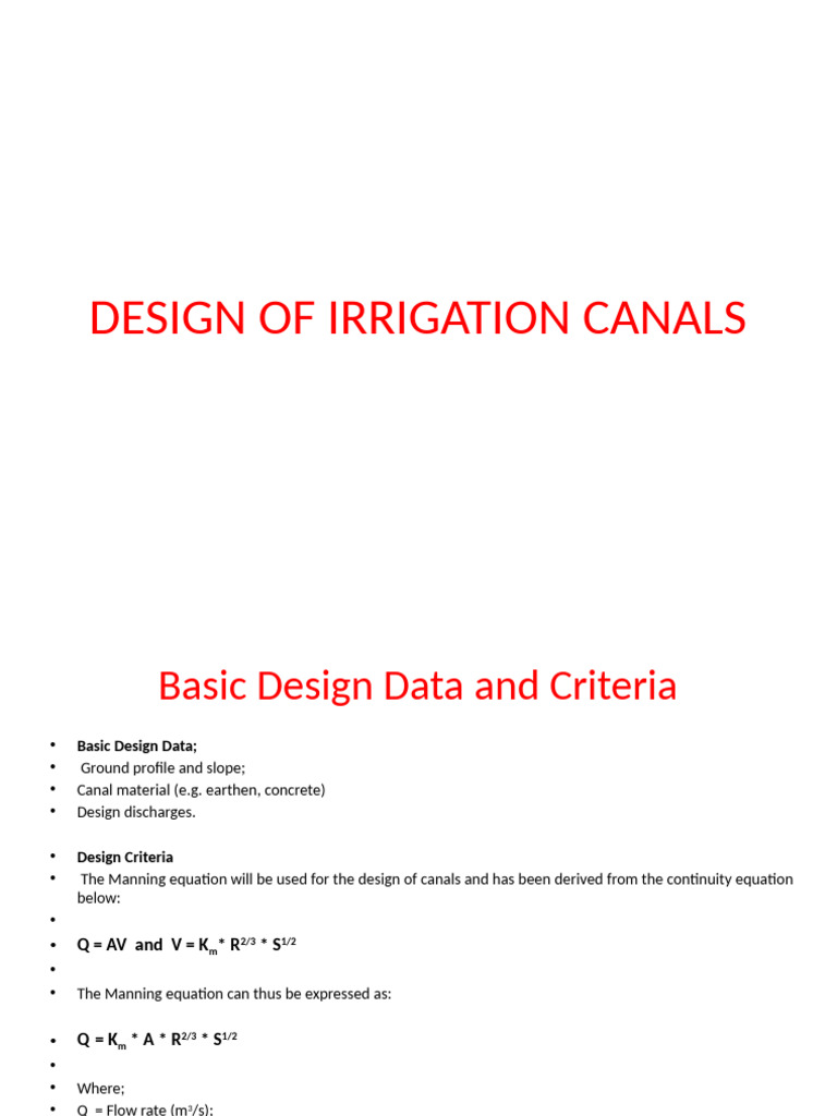 Design of Irrigation Canals | PDF | Earth Sciences | Civil Engineering