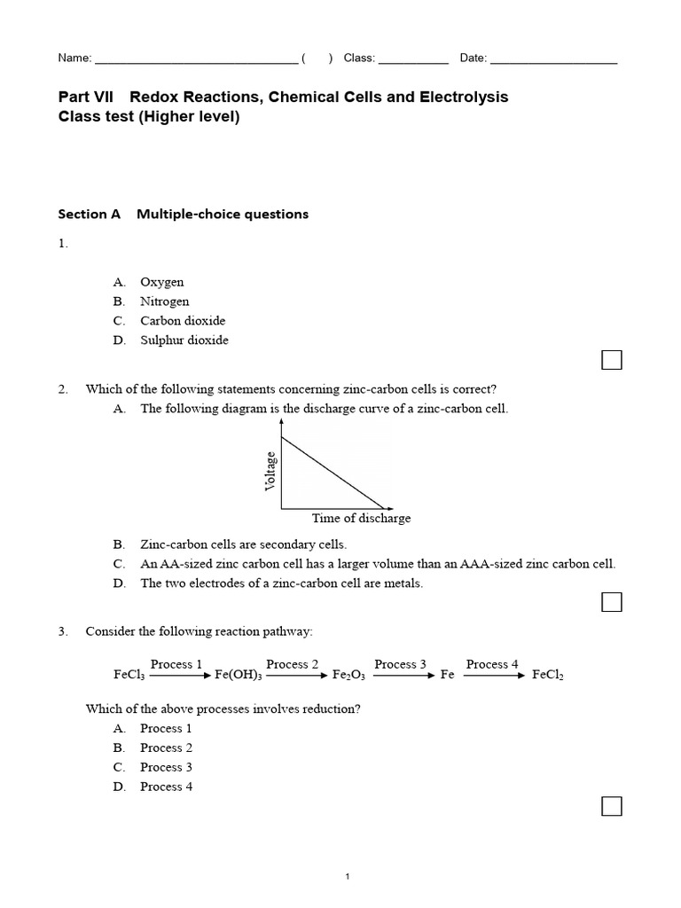 Redox, Cell N Electrolysis (Higher Level) | PDF | Anode | Redox