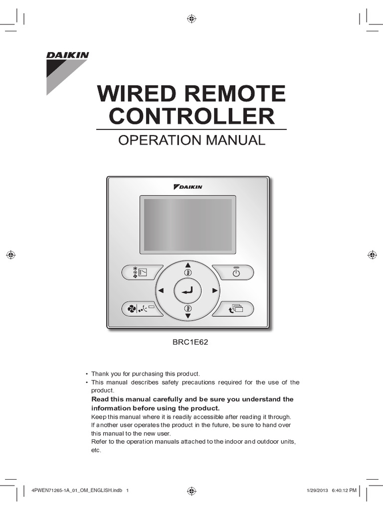 BRC1E62 Operation Manual 3P243520 4F | PDF