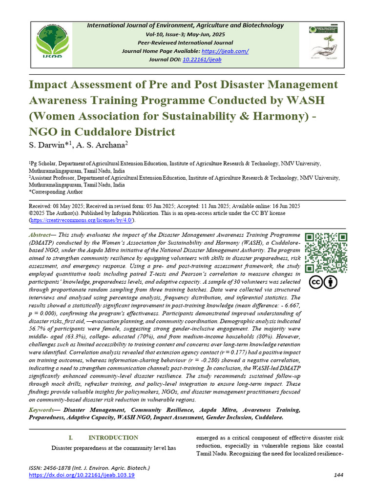 Impact of Disaster Management Training | PDF | Standard Deviation ...