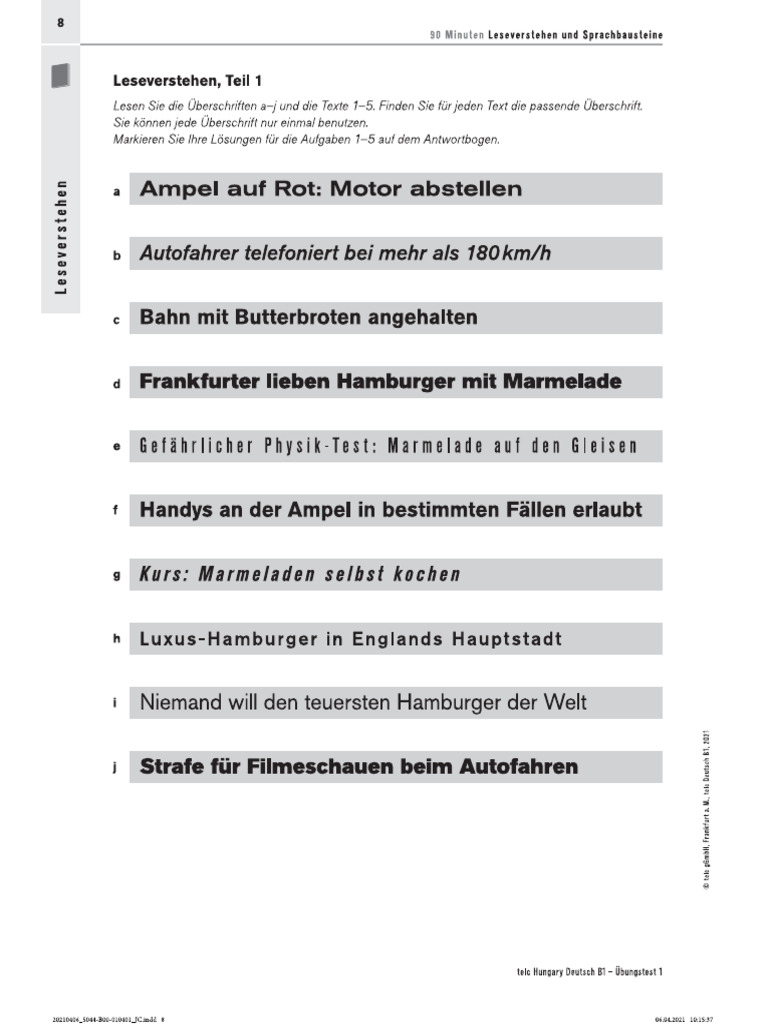 Lesen B1 1 Telc | PDF