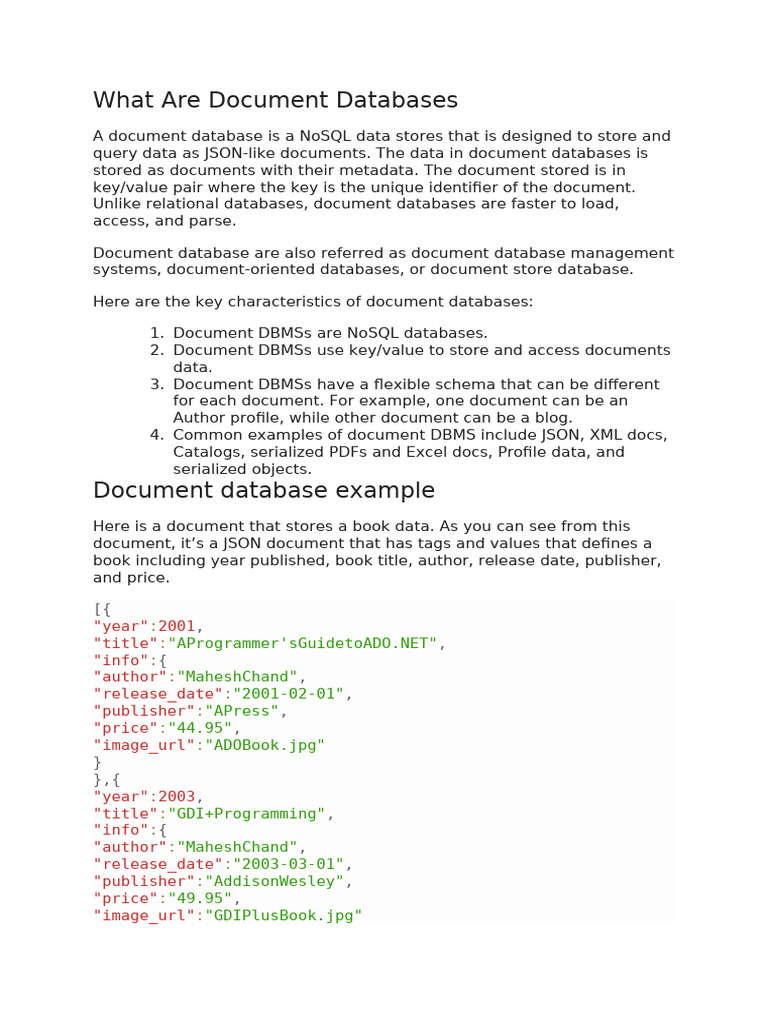 What Are Document Databases | PDF | Databases | No Sql