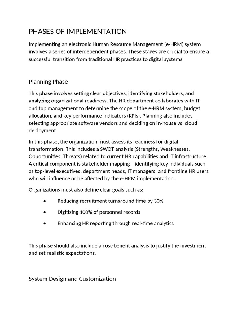 Phases of Implementation | PDF | Change Management | Human Resource ...