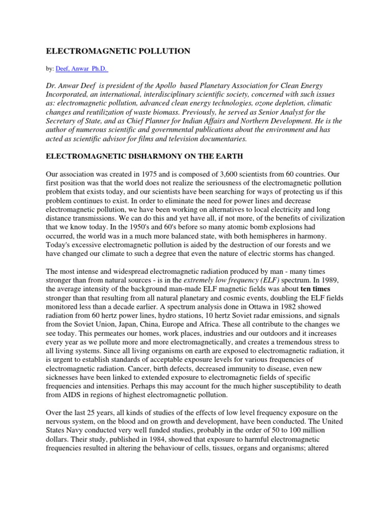 Electromagnetic Pollution Overview | PDF | Electromagnetic Radiation ...