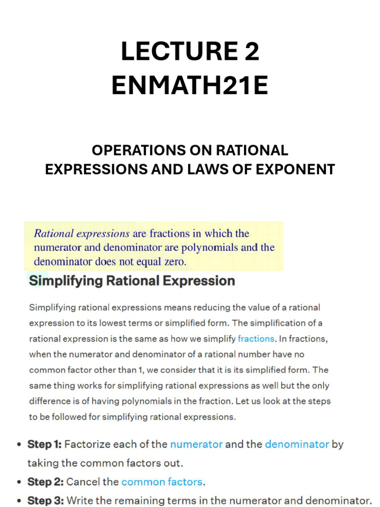 Operations on Rational Expressions | PDF