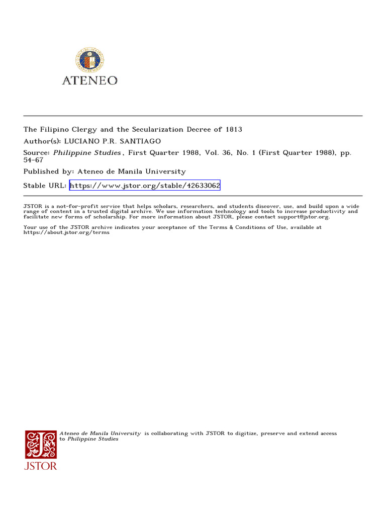 Filipino Clergy and 1813 Secularization Decree | PDF | Philippines ...
