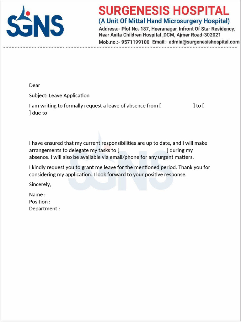 Leave Application | PDF