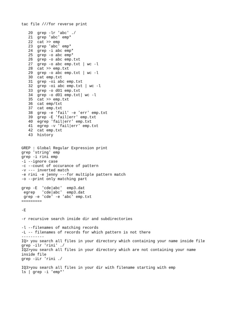18 June Unix Grep Sed Ps Paste Split TR Cmds | PDF | Filename ...