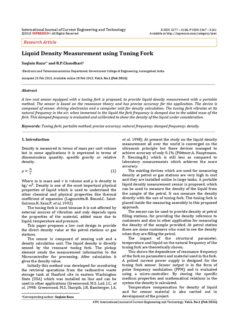 Tuning Fork Theory Paper | PDF | Thermal Expansion | Density