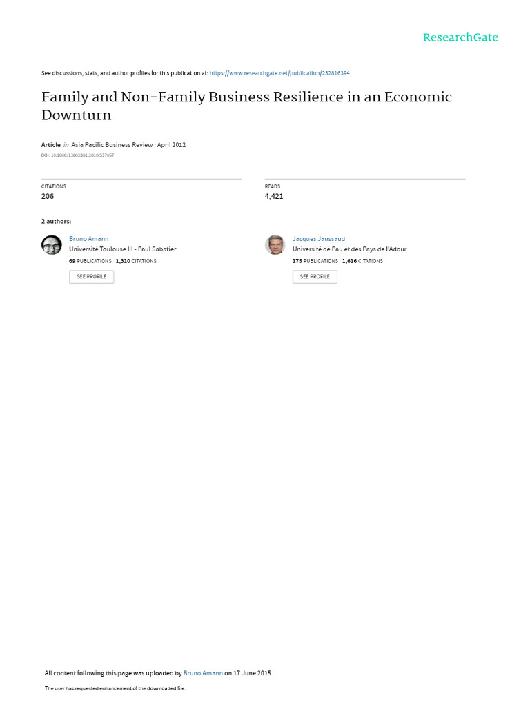 B5 Family and Non-Family Business Resilience in An Economic Downturn ...