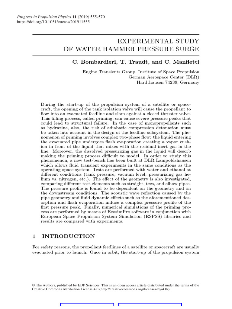 Water Hammer Pressure Surge Study | PDF | Spacecraft Propulsion | Sound