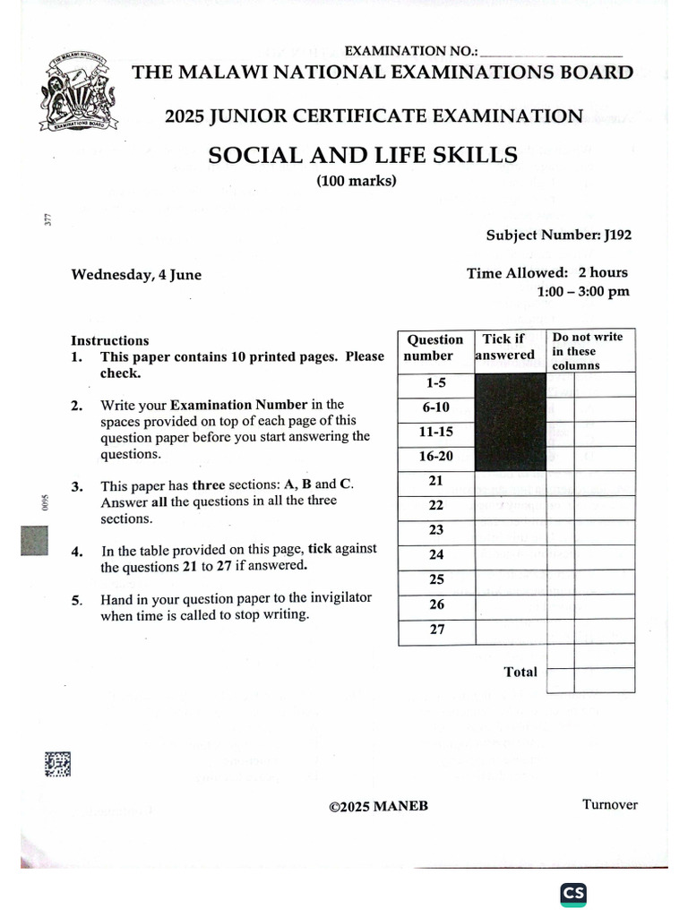 Jce SL Maneb 2025 | PDF