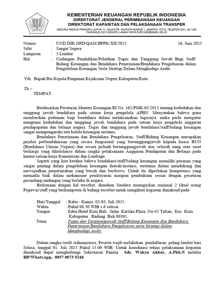 Und. Dik.0pd - Qam.bppk - Kemenkeu.2025 | PDF