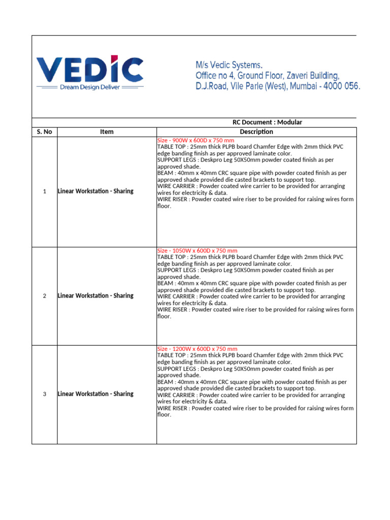 Modular Linear Workstation Specifications | PDF | Lamination | Materials